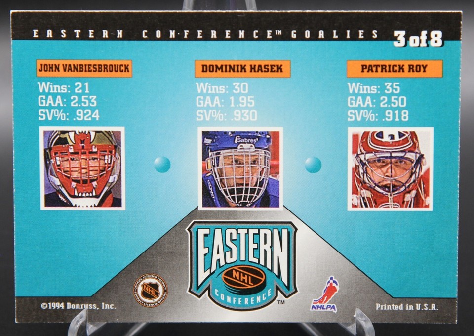 Patrick Roy, Dominik Hasek, John Vanbiesbrouck - 1994-95 Donruss ...