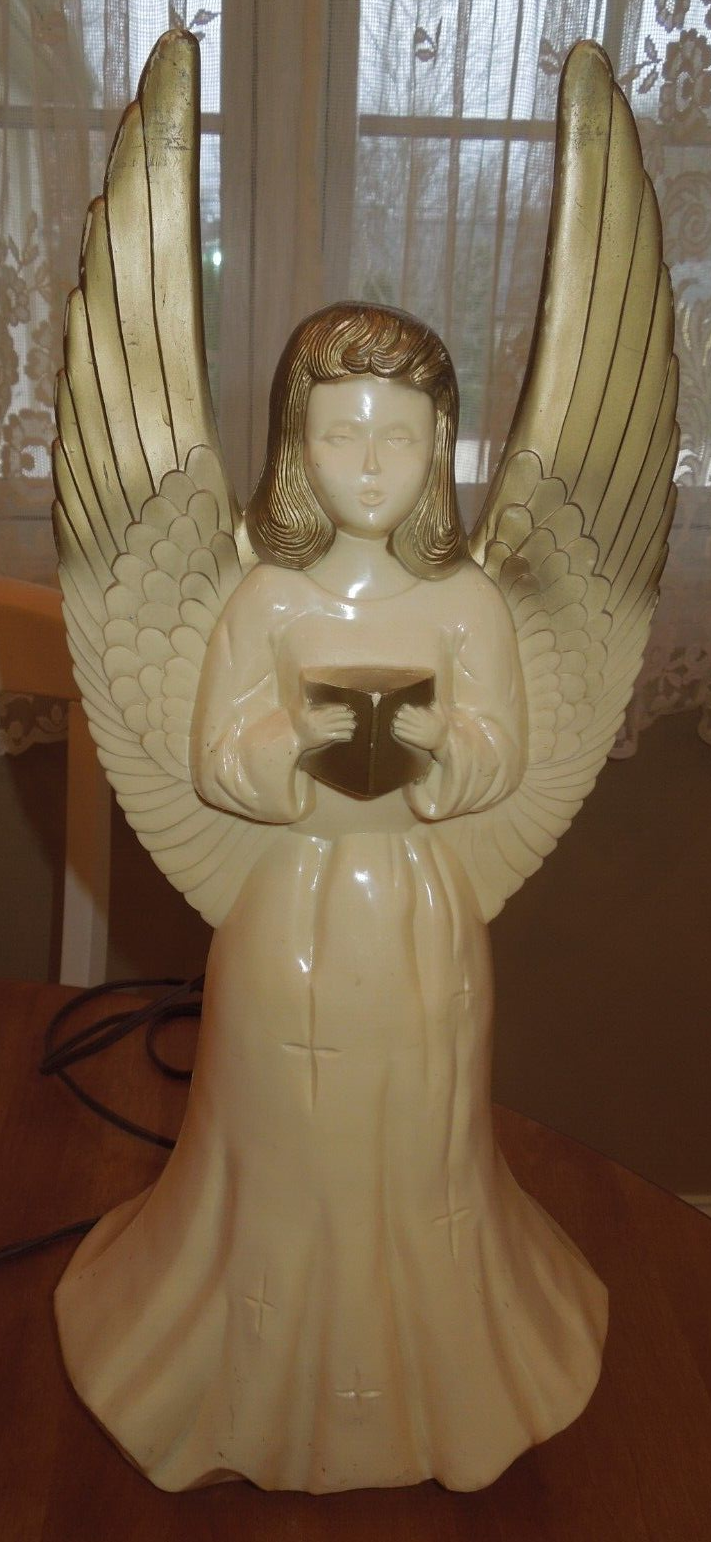 VINTAGE EMPIRE HARD PLASTIC BLOW MOLD LIGHT-UP ANGEL 18" TALL CHRISTMAS ...