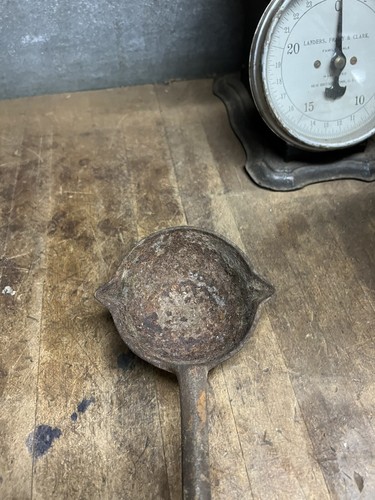 Antique Old Blacksmith Forged Cast Iron Smelting Ladle Scoop Tool ...
