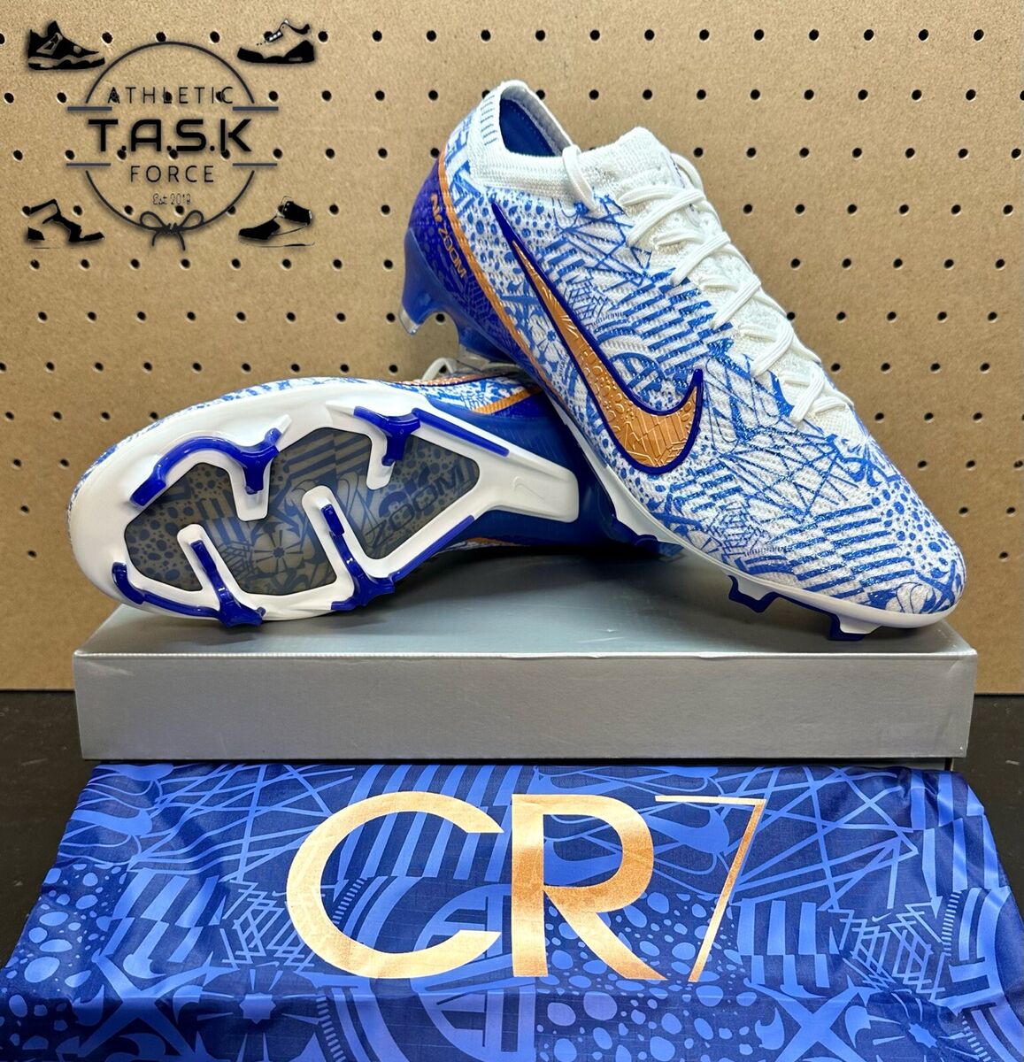 Nike Zoom Mercurial Vapor 15 Elite CR7 FG White Concord Blue Nike Zoom Mercurial Vapor 15 Elite CR7 FG White Concord Blue