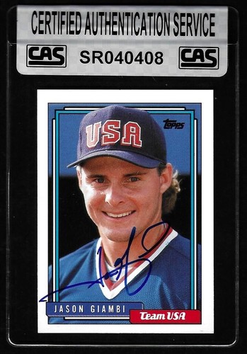 JASON GIAMBI Signed 1992 Topps Traded Card #40T AUTO Team USA CAS ...