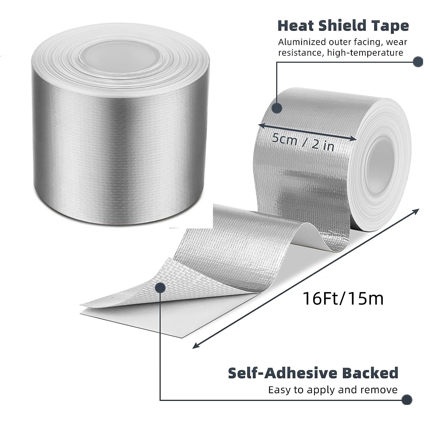 Silver 16Ft High Temperature Heat Shield Roll Self Adhesive Reflective ...