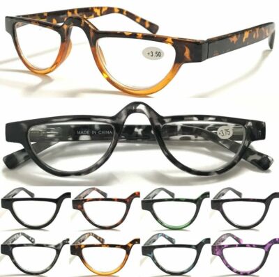 S324 Vintage Half-moon Reading Glasses/Spring Hinge/Colorful ...