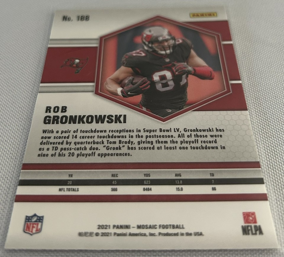 2021 Panini Mosaic Football Rob Gronkowski Tampa Bay Buccaneers base ...