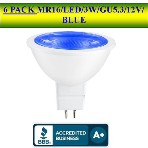 6 PACK BLUE LED MR16 Light Bulb GU5.3 25-Watt Equivalent, halogen ...