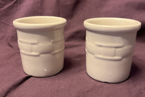 Longaberger Pottery Woven Traditions Condiment Crock - Ivory - set of 2 ...