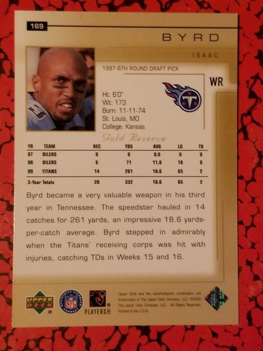 2000 Upper Deck Gold Reserve - Isaac Byrd #169 for sale online | eBay