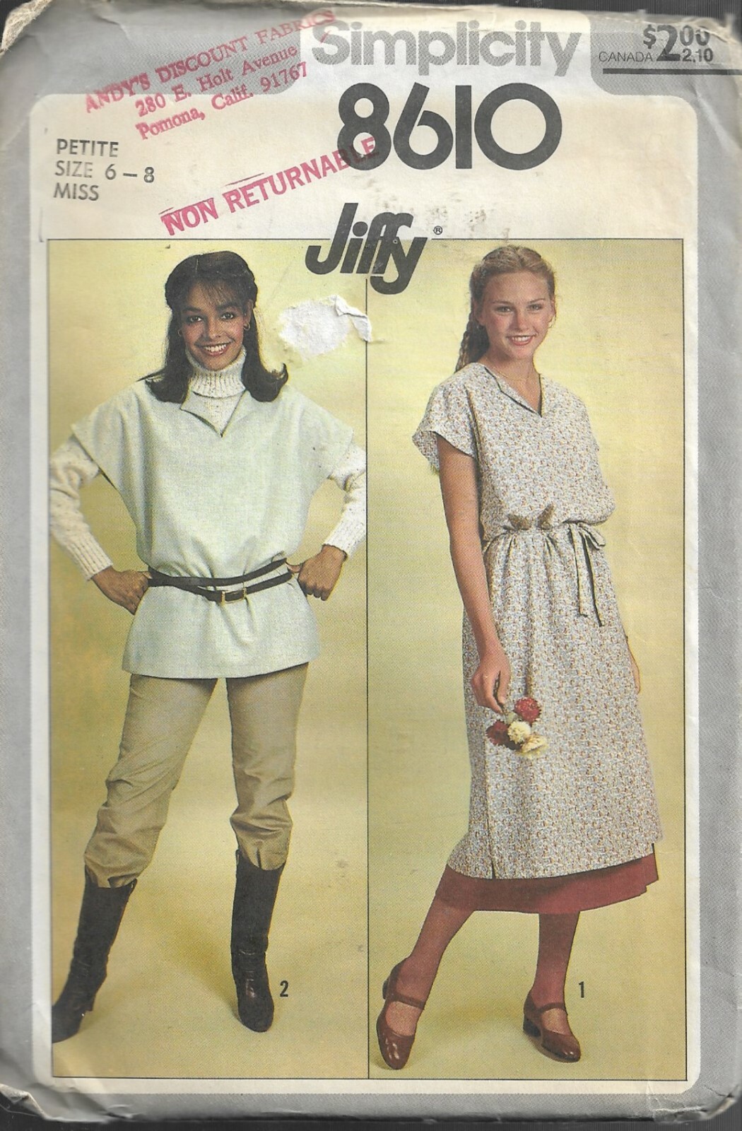Vintage Simplicity Jiffy Pattern #8610-Misses Jiffy Pullover Tunic ...