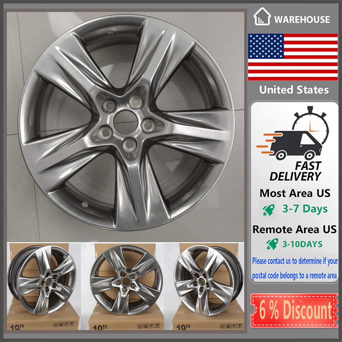 19inch Wheel Rim For 2014-2019 Toyota Highlander Alloy Rim OEM Quality ...