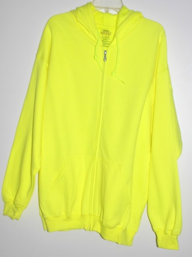 Gildan Smart Basics Hoodie High Viz Safety Green Full Zip With Pockets ...