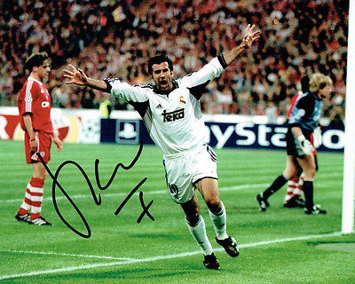 Luis FIGO SIGNED Autograph 10x8 Action RARE Photo +RD COA Football Real ...