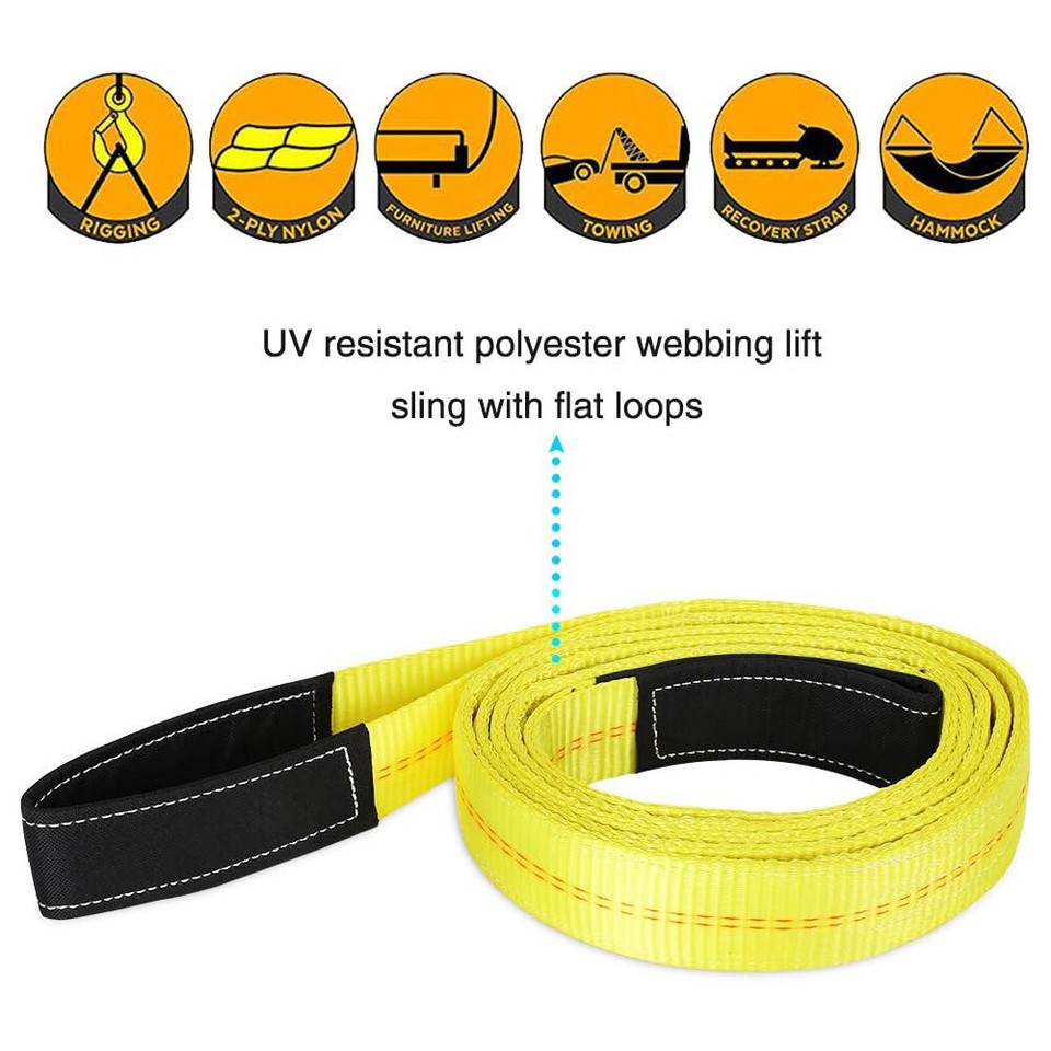 2 Pack 10' X 2" Lift Sling Straps Heavy Duty 10,000 lbs Capacity ...
