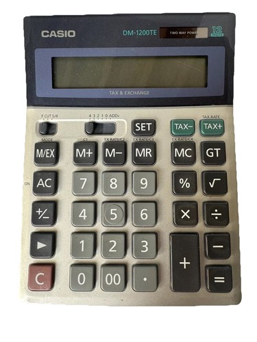 XL Desk Calculator Casio DM-1200TM 12 Digits Solar + Battery Power Tax ...