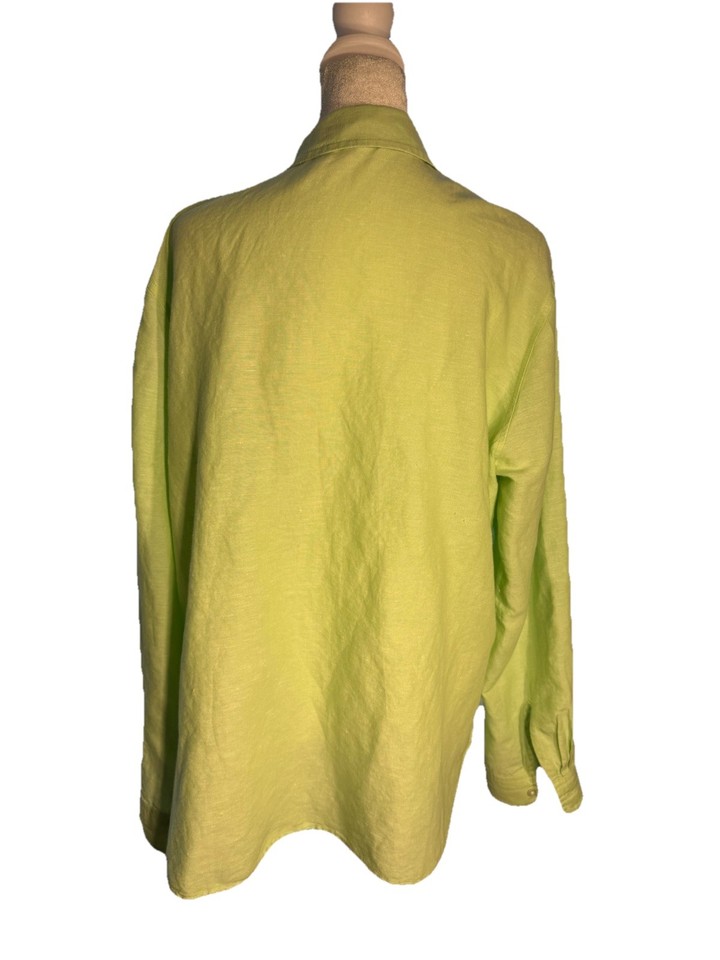 Talbots Linen Spring Green Button Up Size Large | eBay