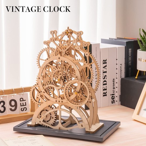 ROKR 3D Wooden Pendulum Clock Puzzle Mechanical Gears Building Toy Xmas ...