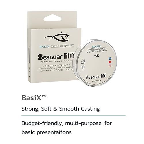Seaguar 101 Basix 100% Fluorocarbon Fishing Line, Clear 200-yards/15 ...