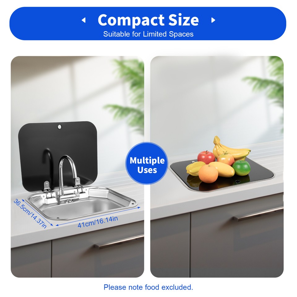 Stainless Steel RV Kitchen Sink Caravan Camper Hand Wash Basin Sink w ...
