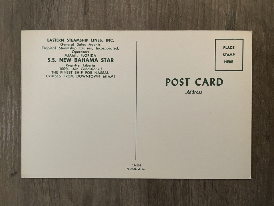 Miami FL Eastern Steamship Lines S.S. New Bahama Star Nassau Cruise | eBay