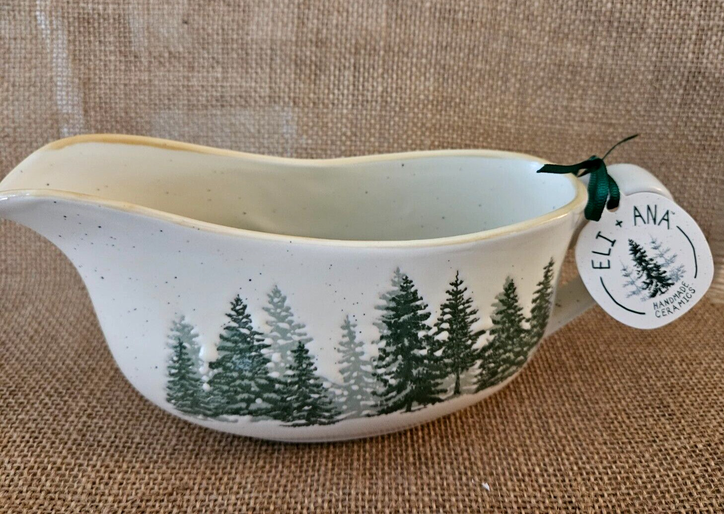 NEW Eli + Ana EVERGREEN FOREST WOODS RUSTIC Ceramic Gravy Boat - La Paz ...