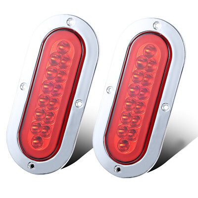 2pc 6" Oval Red LED Surface Mount Trailer Brake Turn Tail Lights ...
