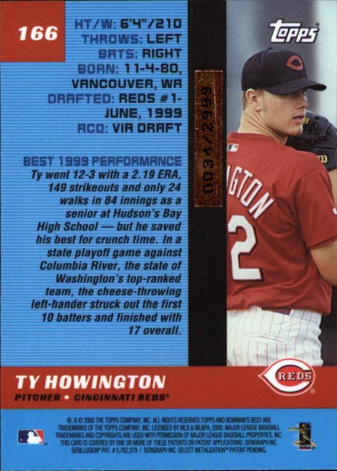 2000 Bowman's Best #166 Ty Howington RC/2999 - NM-MT | eBay
