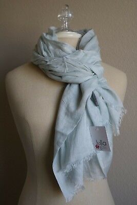 Bindya Lulla Aqua Blue Silver Scarf Pashmina Wrap Anthropologie New w ...
