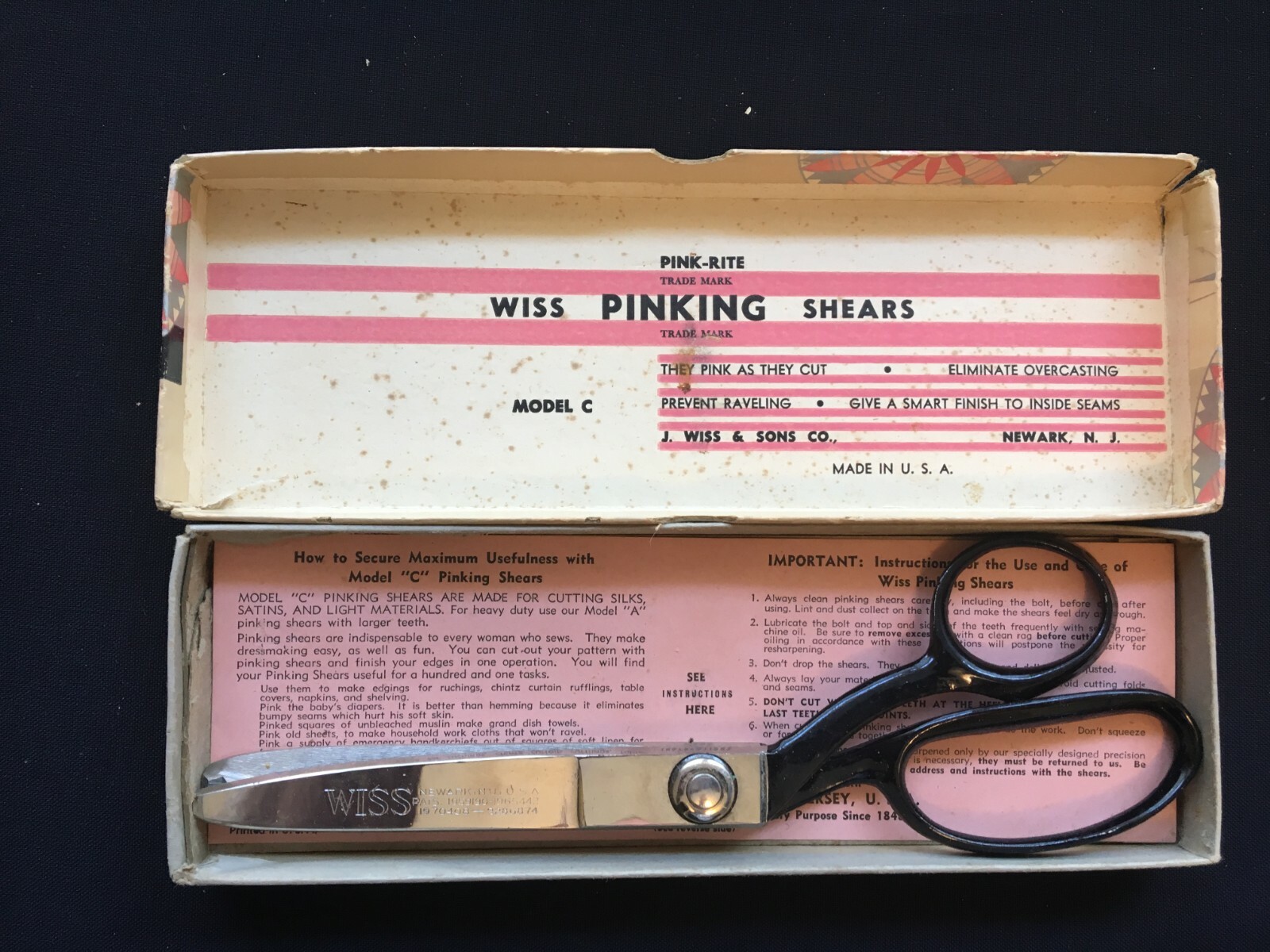 J. WISS & SONS Pinking Shears / Scissors Model C w/ Original Box 9-1/4 ...