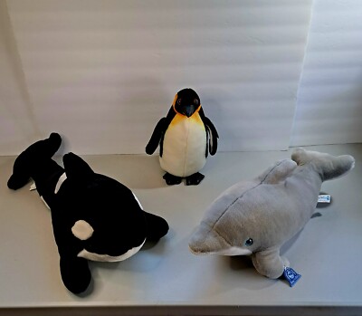3 Sea World Plush Orca Dolphin Emperor Penguin Shamu Killer Whale ...