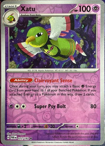 Xatu Reverse Holo Rare - 072/182 - Paradox Rift Pokemon 2023 | eBay