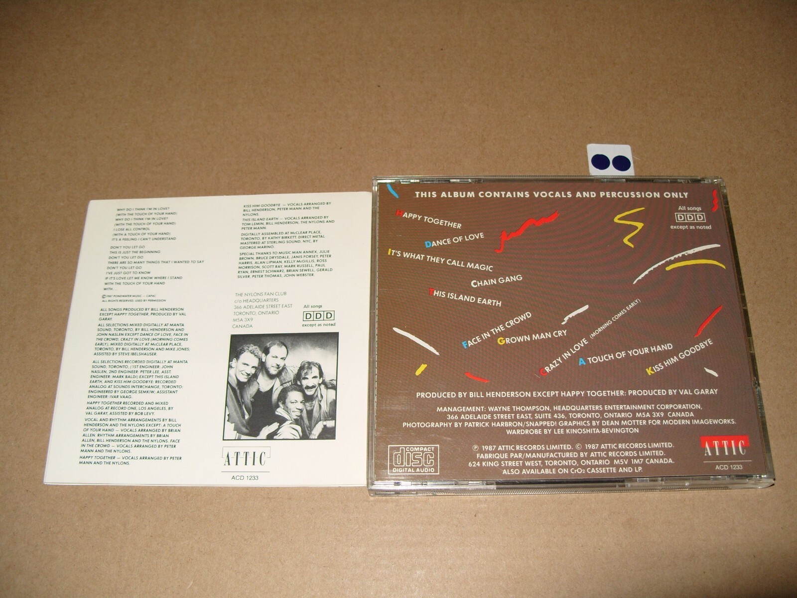 The Nylons - Happy Together 1987 cd + Inlays are very good + condition ...