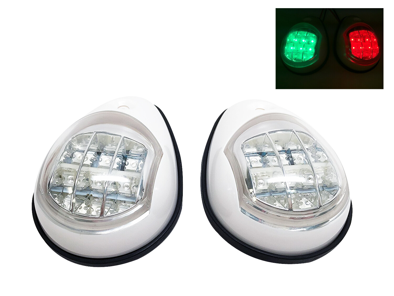 MARINE BOAT WHITE COVER GREEN STARBOARD RED PORT LED NAVIGATION LIGHT ...