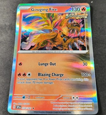 Pokemon Surging Sparks Gouging Fire Holo Rare Card 038/191 NM | eBay