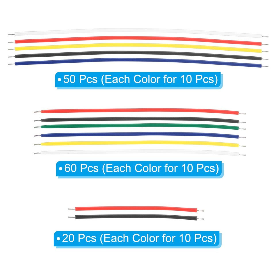 24 AWG Solid Core Wire Kit 130PCS PVC Coated Pre Tinned Copper ...