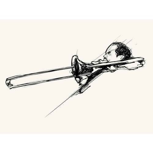 Musician Trombone Player Drawing Large Wall Art Print 18X24 In | eBay ...