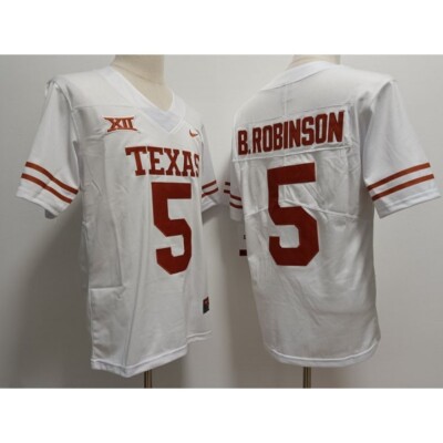 BIJAN ROBINSON TEXAS LONGHORNS College #5 SPEC ED. Sewn Jersey WHITE SZ ...