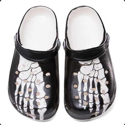 Halloween Skelton Bones Sandals Mens Womens Casual Clogs Slip On Hole ...