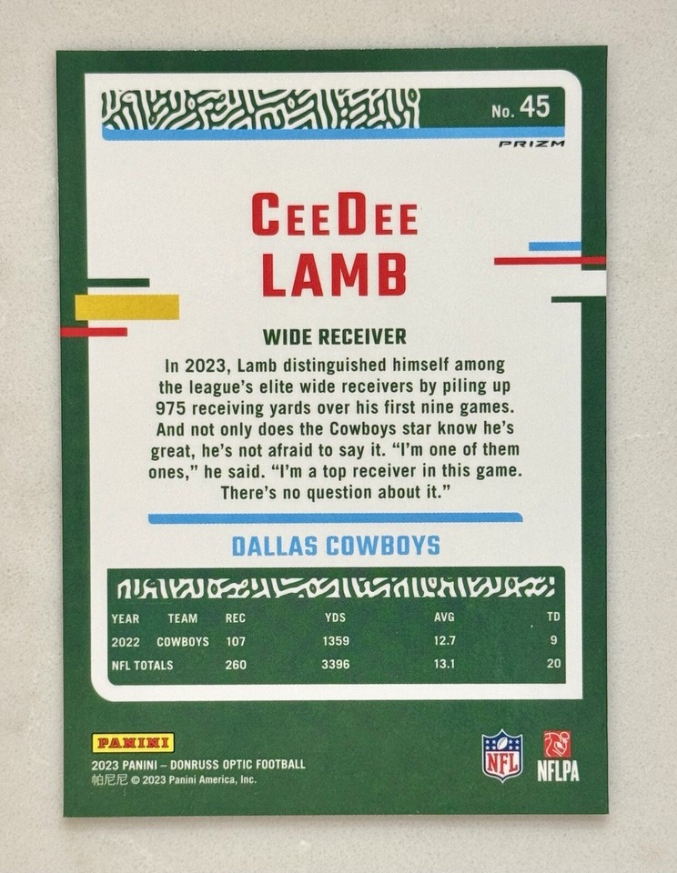 2023 Panini Donruss Optic Football CeeDee Lamb Holo Silver Prizm #45 ...