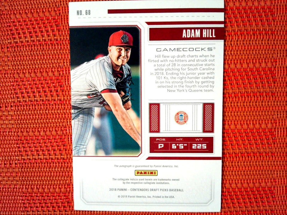 2018 Panini Contenders Baseball #68 Adam Hill - Milwaukee Brewers ...