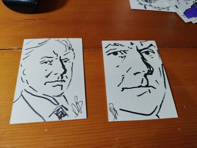 2 x 1/1 ACEO Original Minimalist Drawings Mark Harmon NCIS | eBay