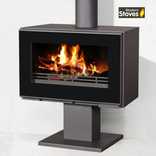 Wood Burning Multi-Fuel Unica Rectangular 14kw Contemporary Log Burner ...
