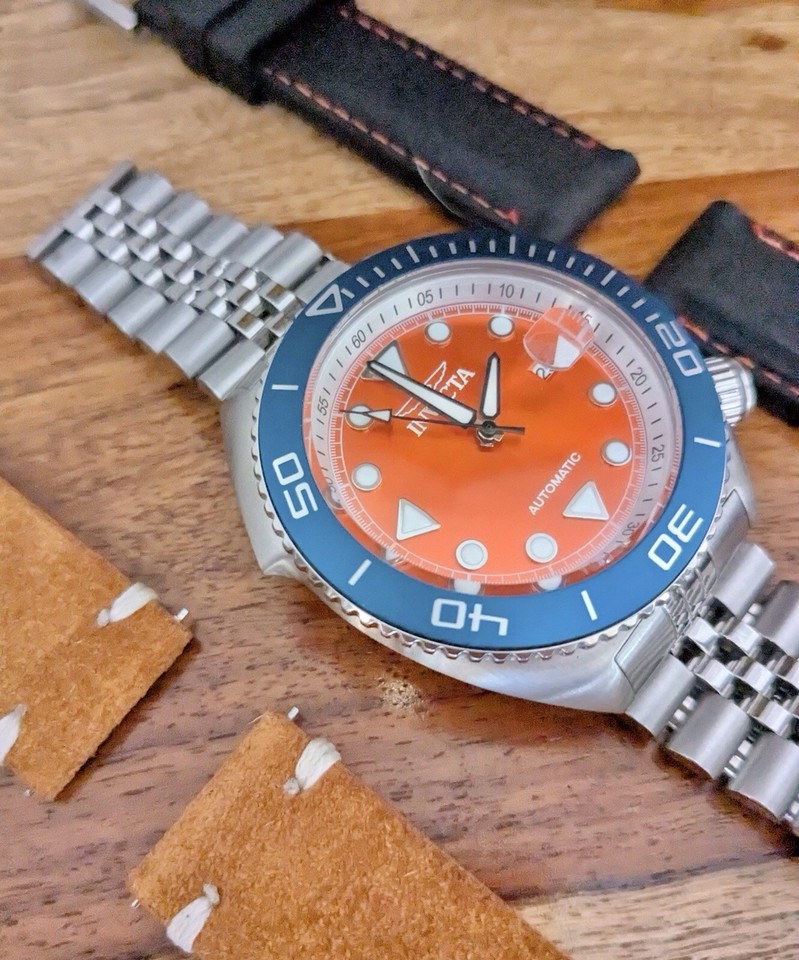 INVICTA SEA WOLF NH35A AUTO -VERY RARE ORANGE DIAL +2 EXTRA STRAPS ...