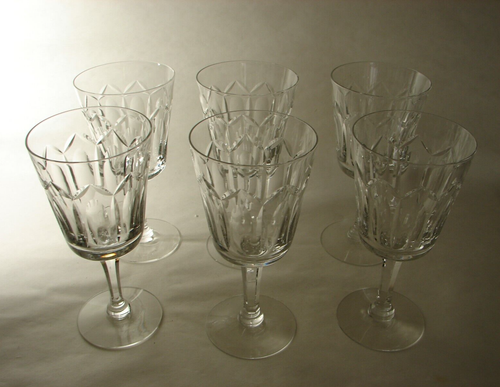 Set of 6 Seneca Glass Cambridge Pattern Water Goblets Stem 960 Cut 1433 ...