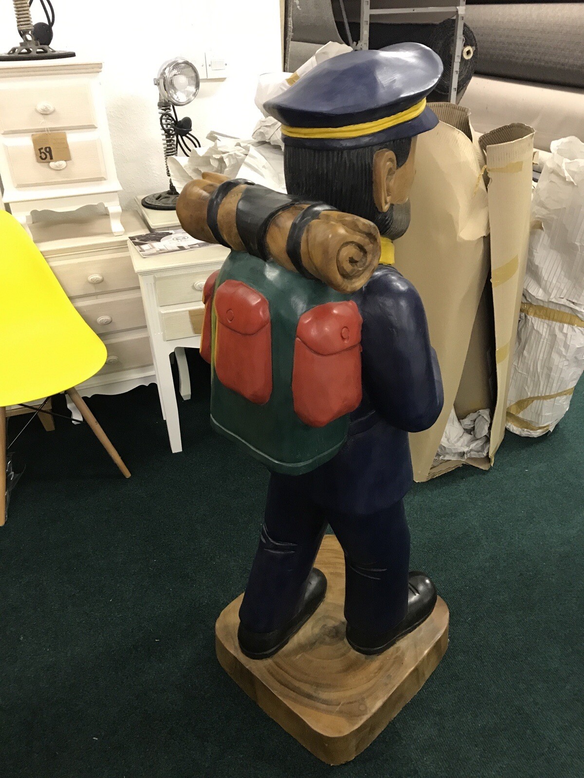 Hand Carved Wooden Captain Haddock Tintin 4ft3”Tall in Height/ 127cm /1 ...