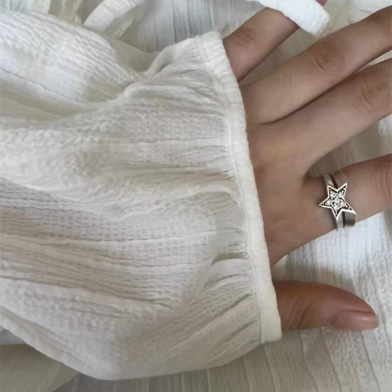 Goth Punk Metal Thorns Pentagram Star Ring for Women Vintage Aesthetic ...