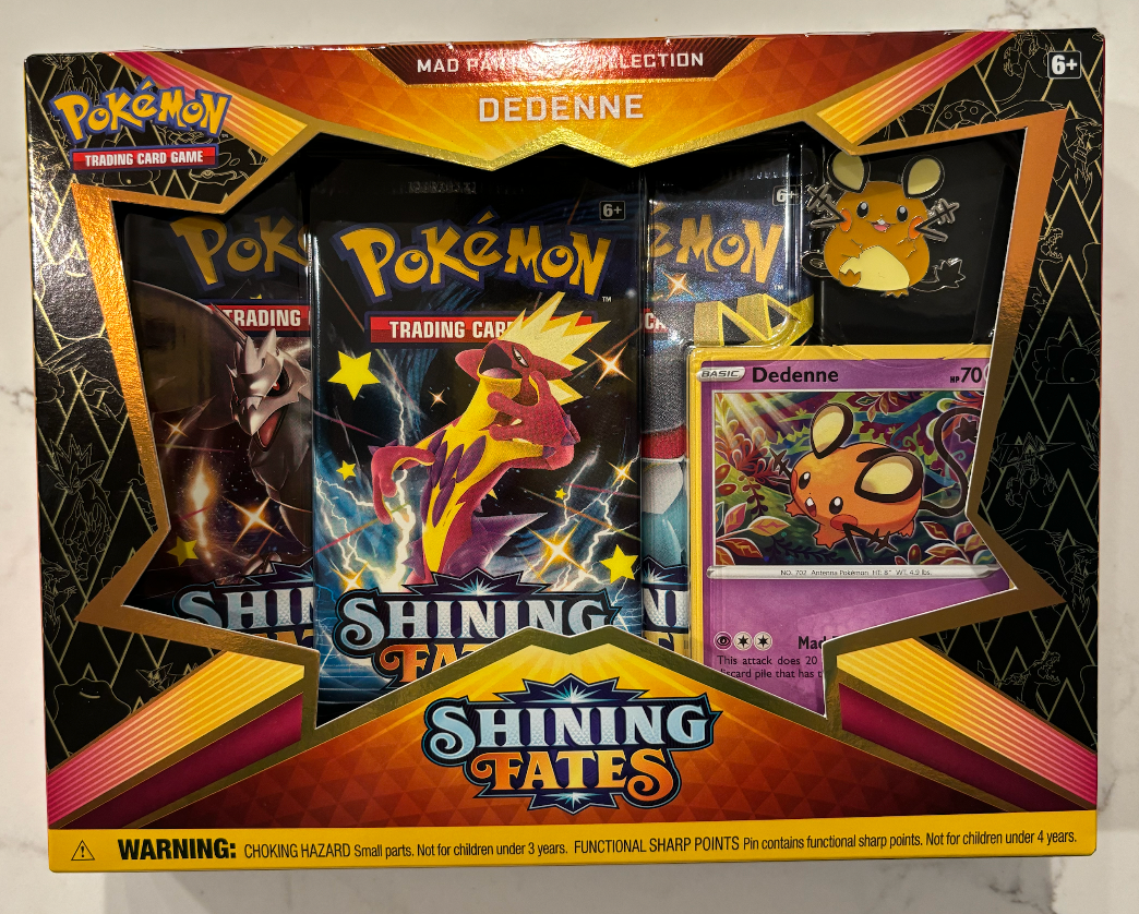 Pokemon Shining Fates Dedenne Mad Party Pin Collection New Sealed Box ...