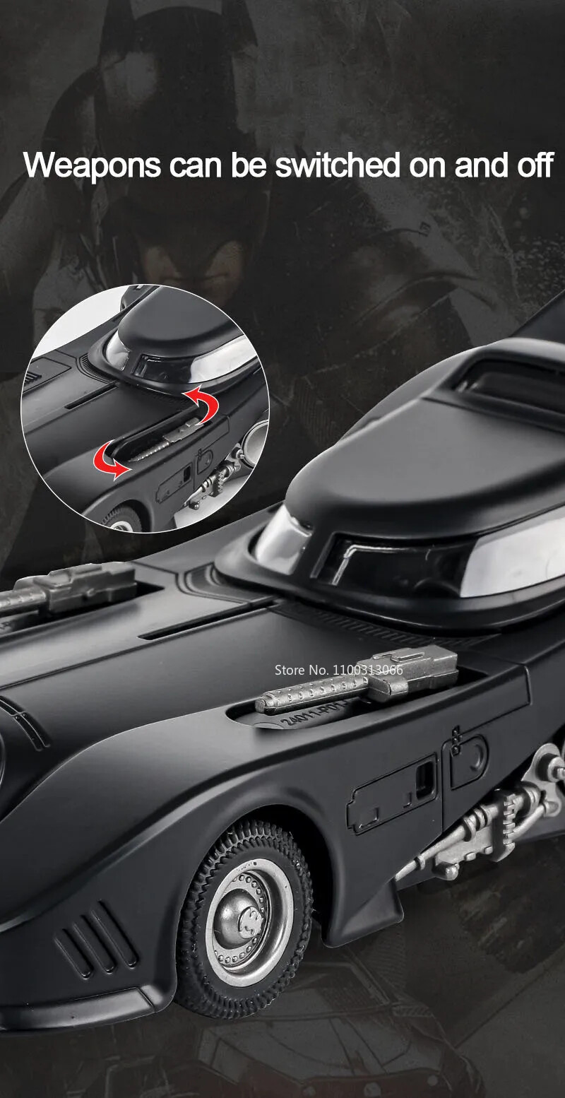 1:24 Batmobile 1989 Diecast Car Model Simulation With Light & Sound Kid ...
