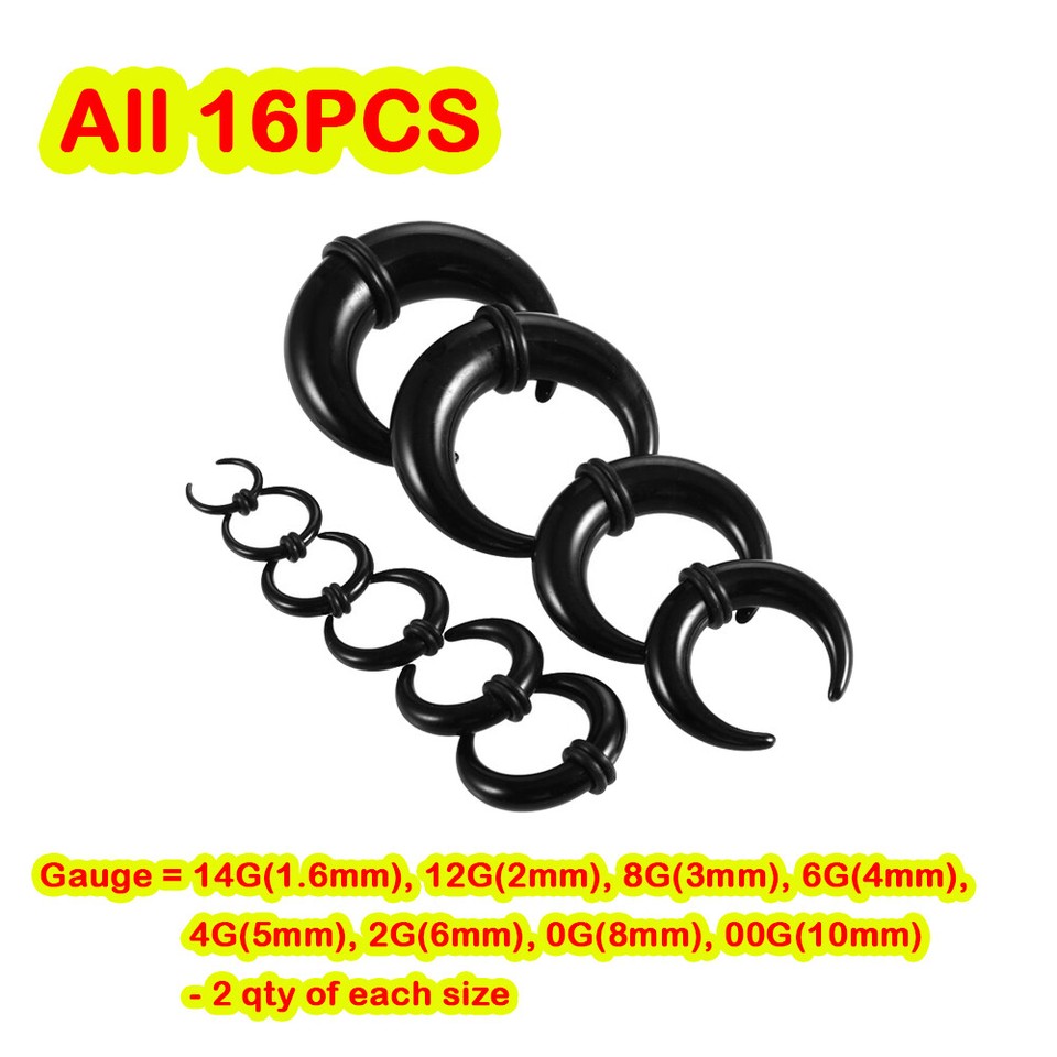 18pcs Acrylic Big Gauges Kit Ear Stretching Tapers Plugs Piercing Set ...