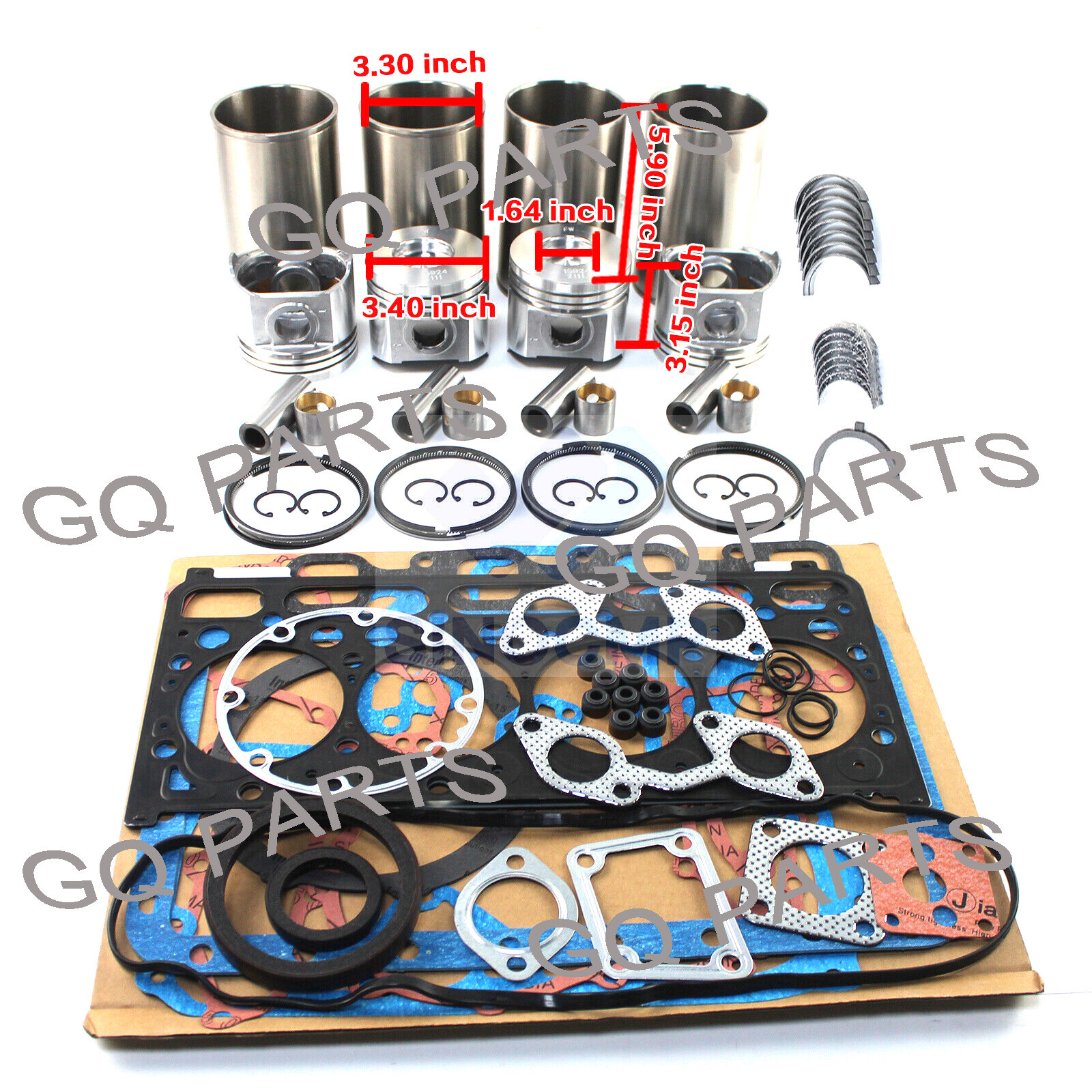 For Kubota V2403 IDI V2403T V2403MDI Overhaul Rebuild Kit Engine Bobcat ...