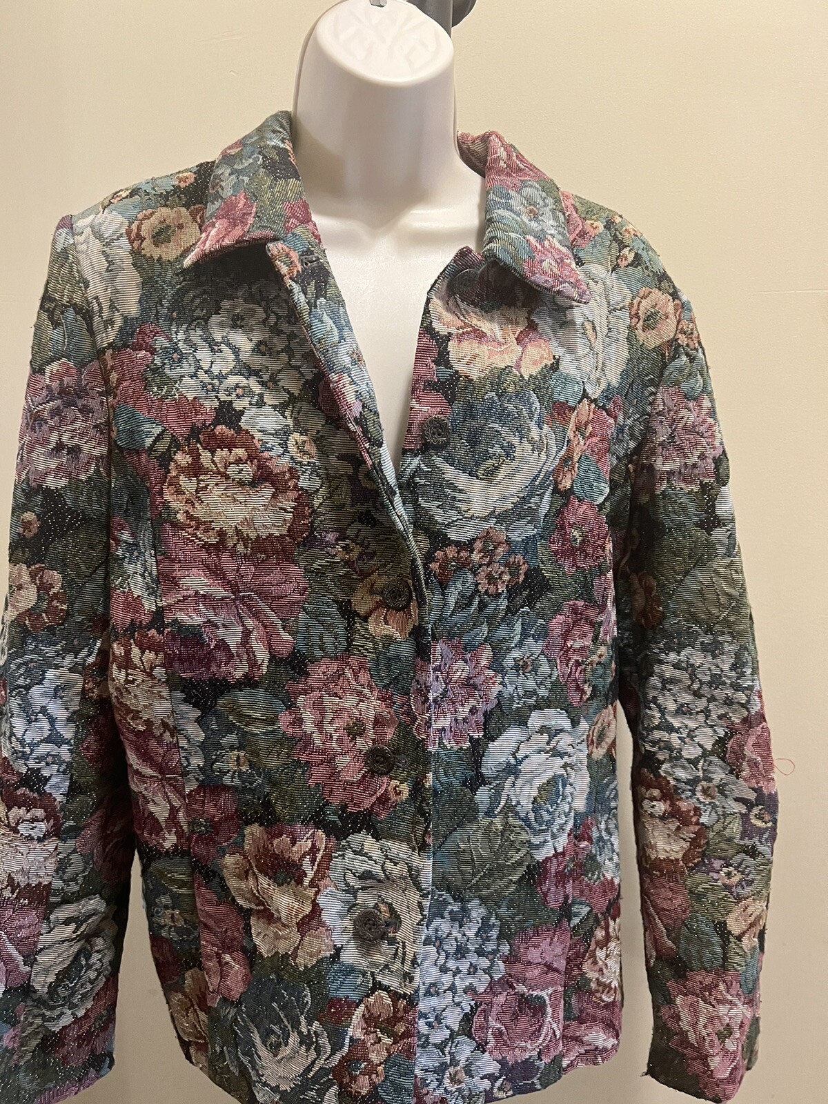 Women’s multi colored KORET jacket blazer floral brocade tapestry ...