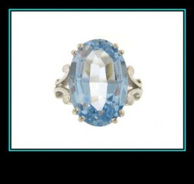 14K Solid White Gold Light Blue Stone Fashion Ring | eBay